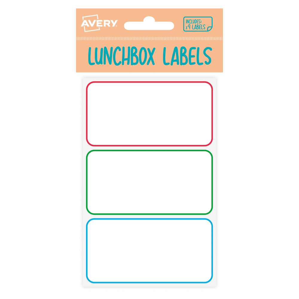 Avery Label Lunch Box Assorted Colours 3up 3 Sheets – Cafe Supply