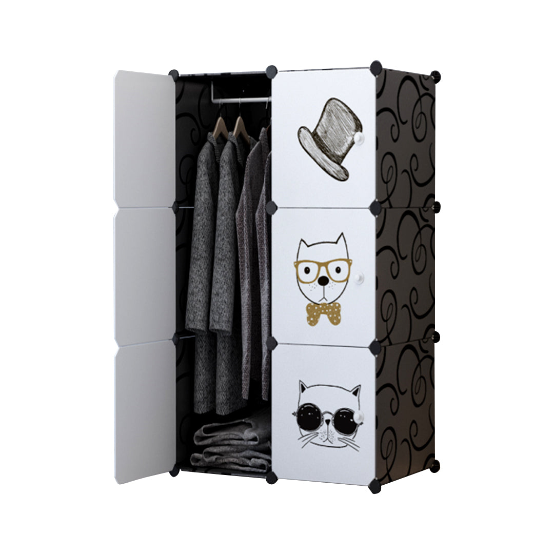 SOGA 6 Cubes Black Portable Wardrobe Divide-Grid Modular Storage Organ ...