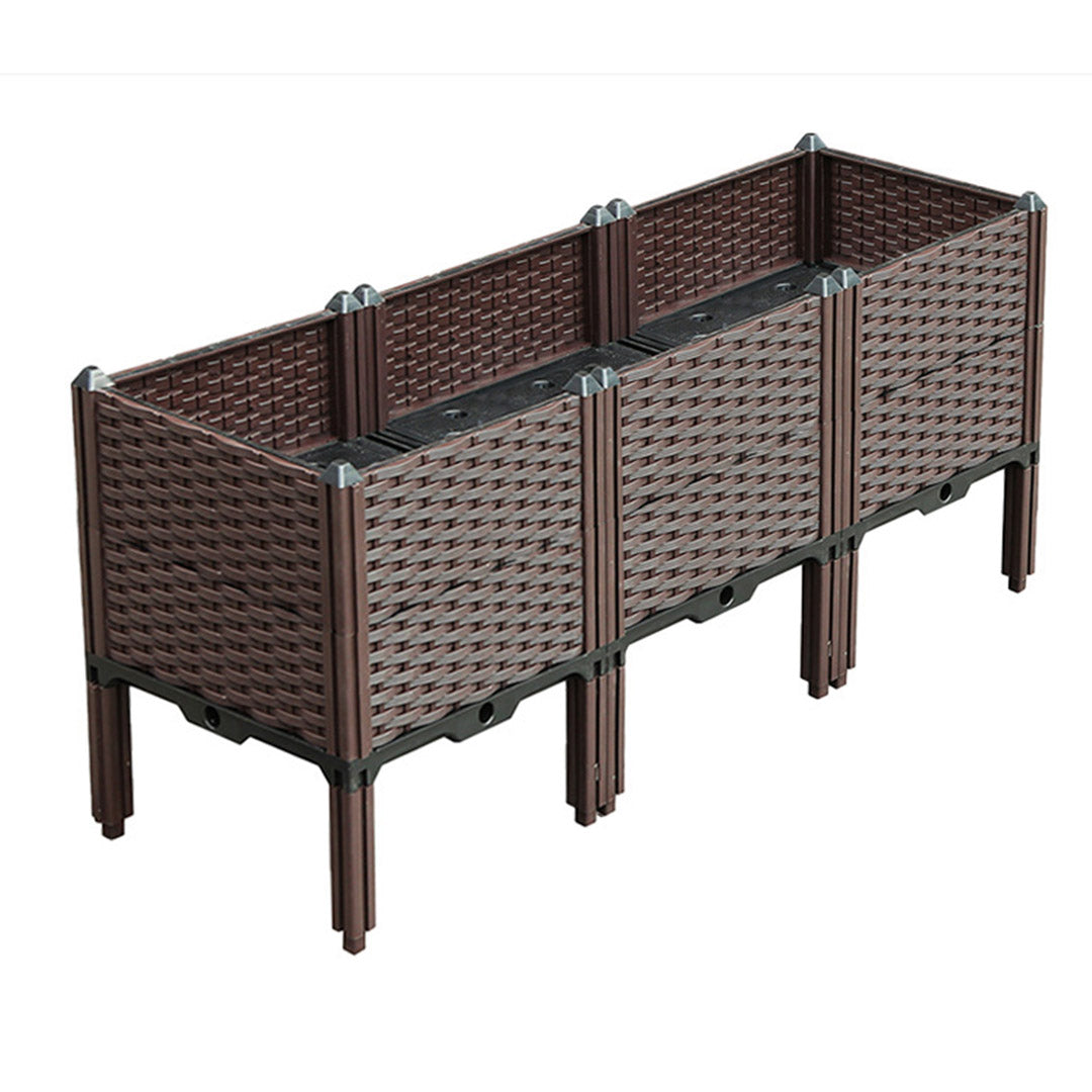 SOGA 120cm Raised Planter Box Vegetable Herb Flower Outdoor Plastic Pl ...