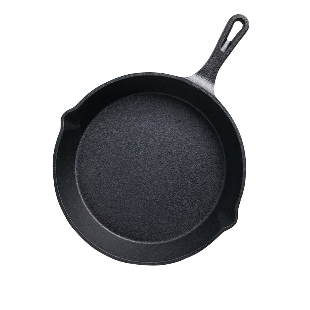 SOGA 26cm Round Cast Iron Frying Pan Skillet Steak Sizzle Platter with ...