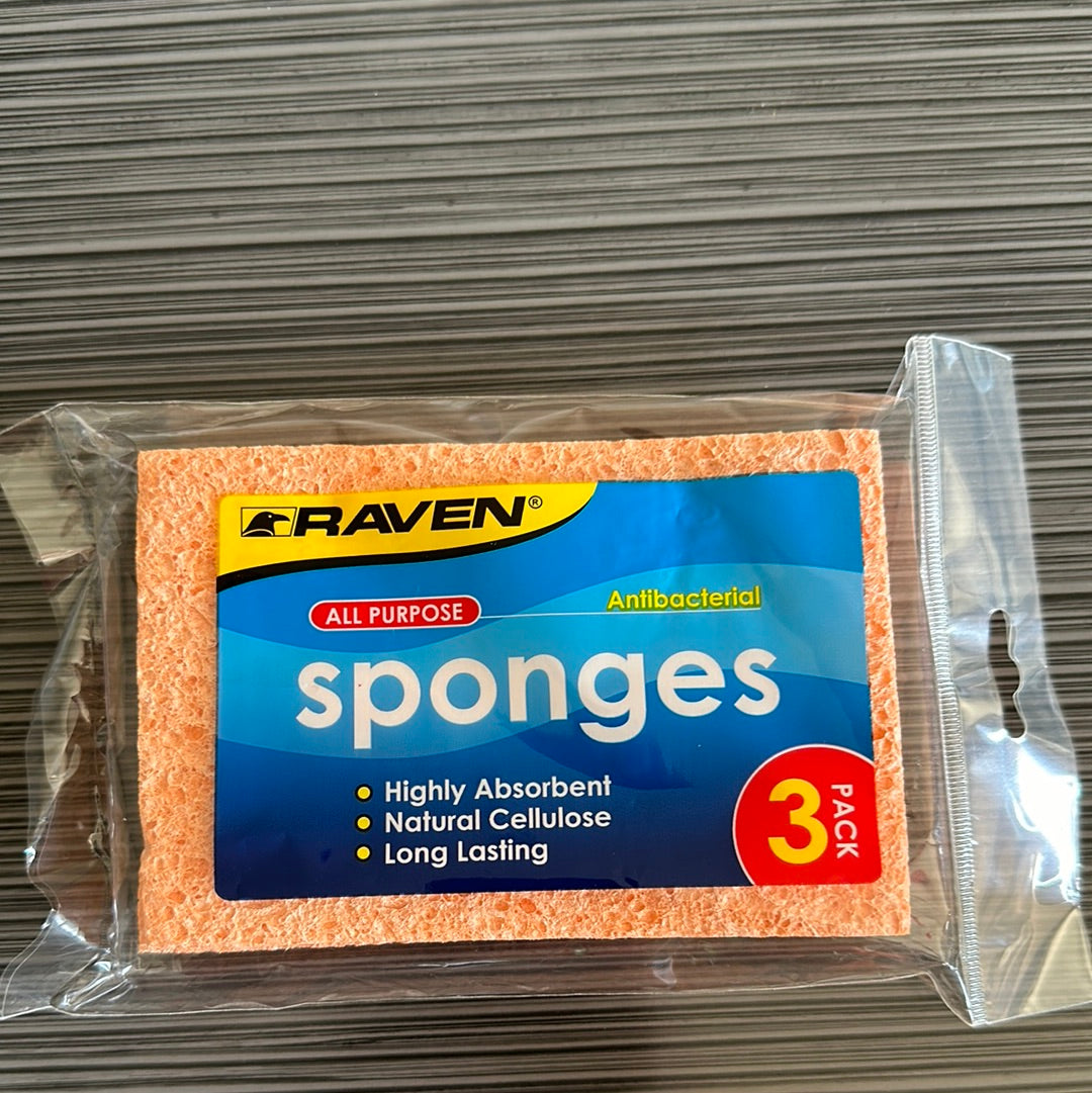Raven All purpose antibacterial sponges 3 pack – Cafe Supply