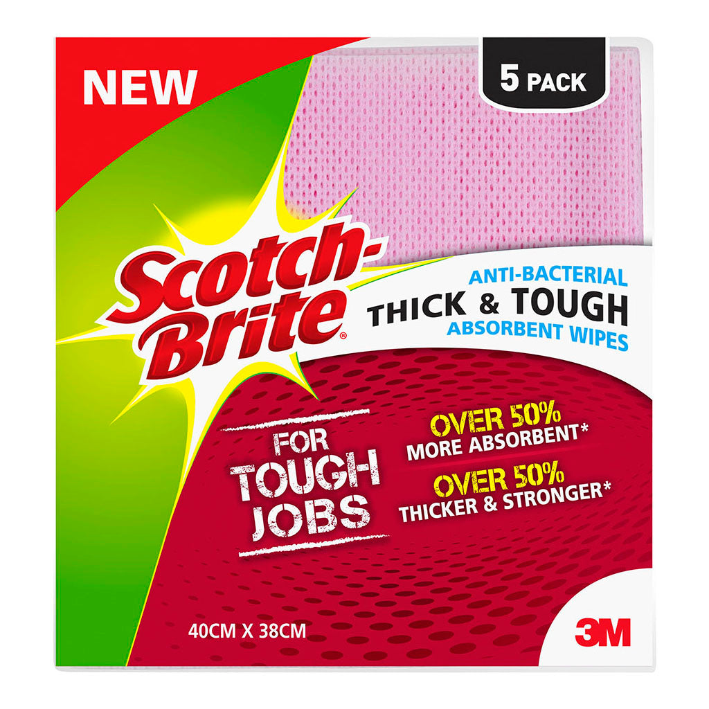Scotch-Brite Antibacterial Thick and Tough Wipes, Pack of 5 – Cafe Supply