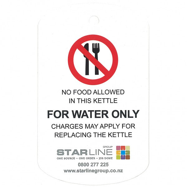 Water Only Kettle Tags 90x55mm – Cafe Supply