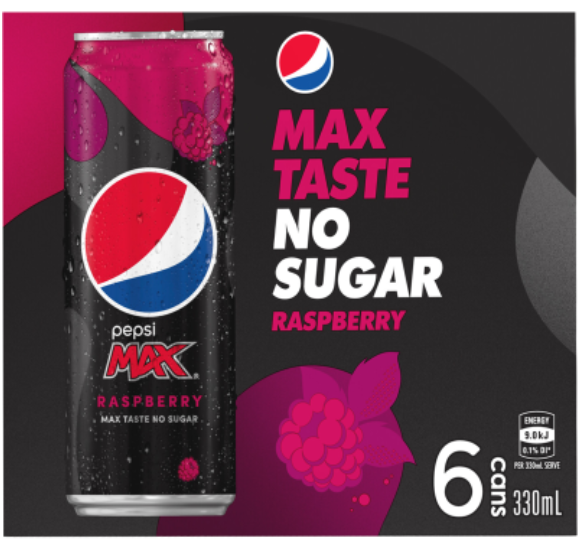 Pepsi Max Raspberry No Sugar Soft Drink Cans 6 x 330ml – Cafe Supply
