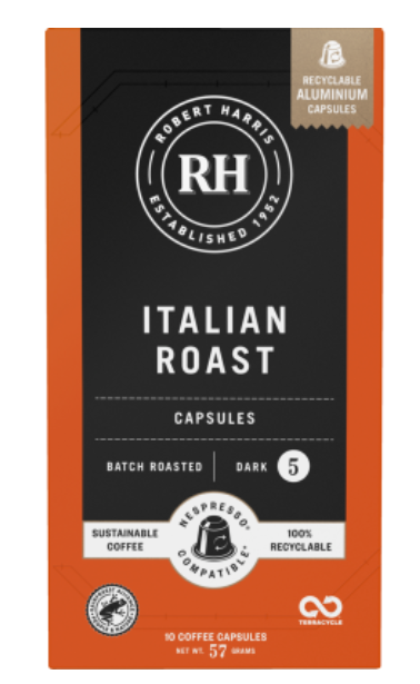 Robert Harris Italian Roast Coffee Capsules 10pk – Cafe Supply