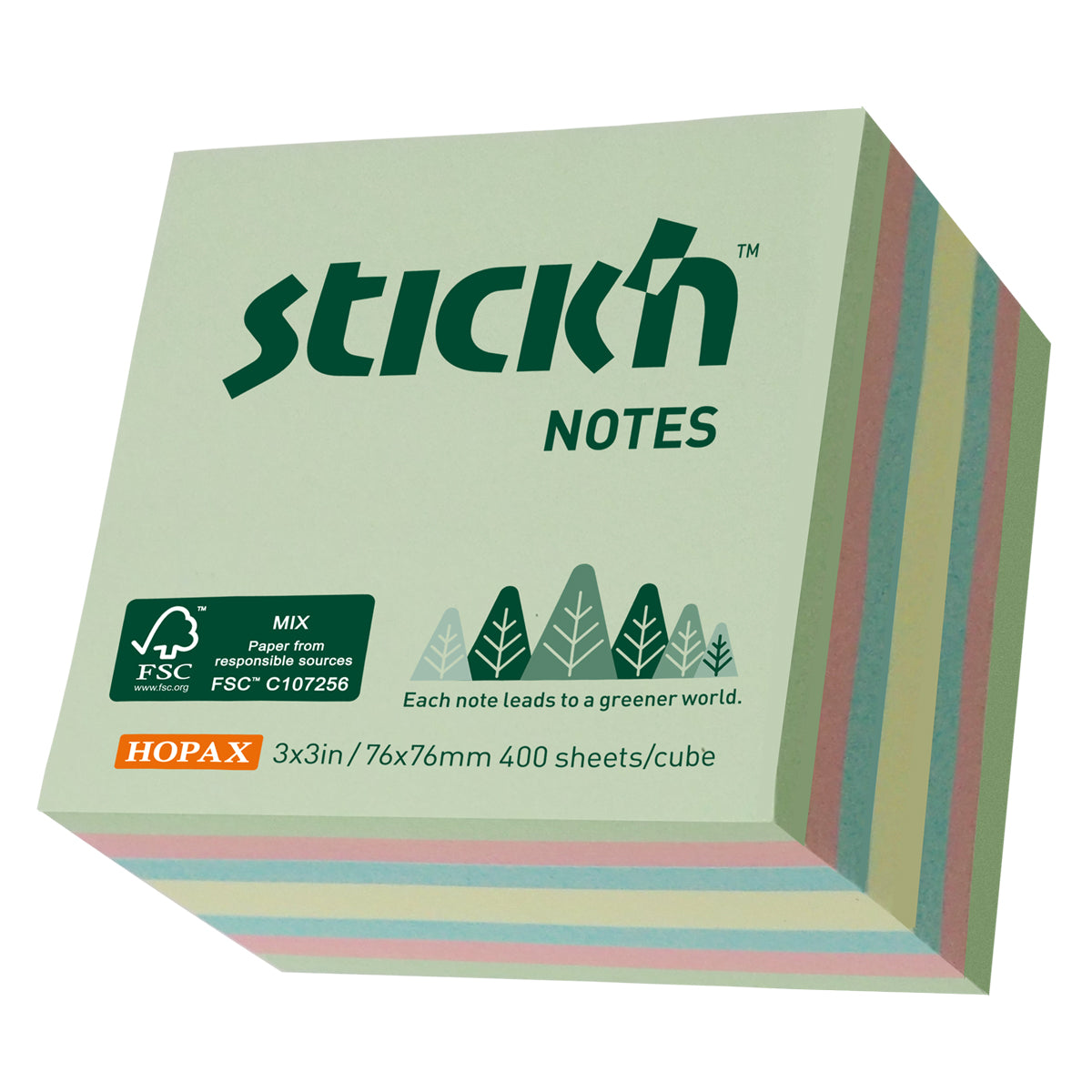 Stick'n FSC Cube 76x76mm 400 sheets Assorted Pastel – Cafe Supply