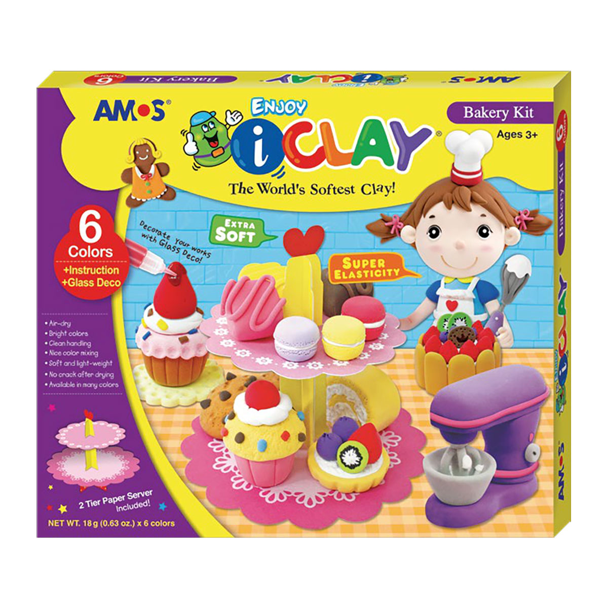 Amos i-Clay Modelling Clay Kit Bakery 18g x 6 pieces – Cafe Supply