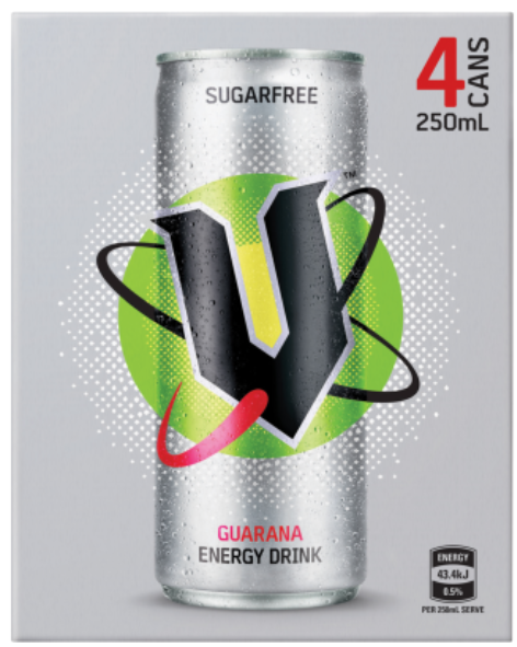 V Sugarfree Guarana Energy Drink 4 x 250ml – Cafe Supply