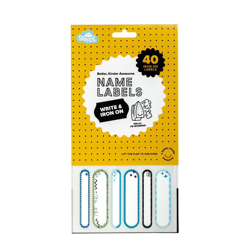 Spencil Write And Iron On Name Labels 40Pk Cool Blues – Cafe Supply