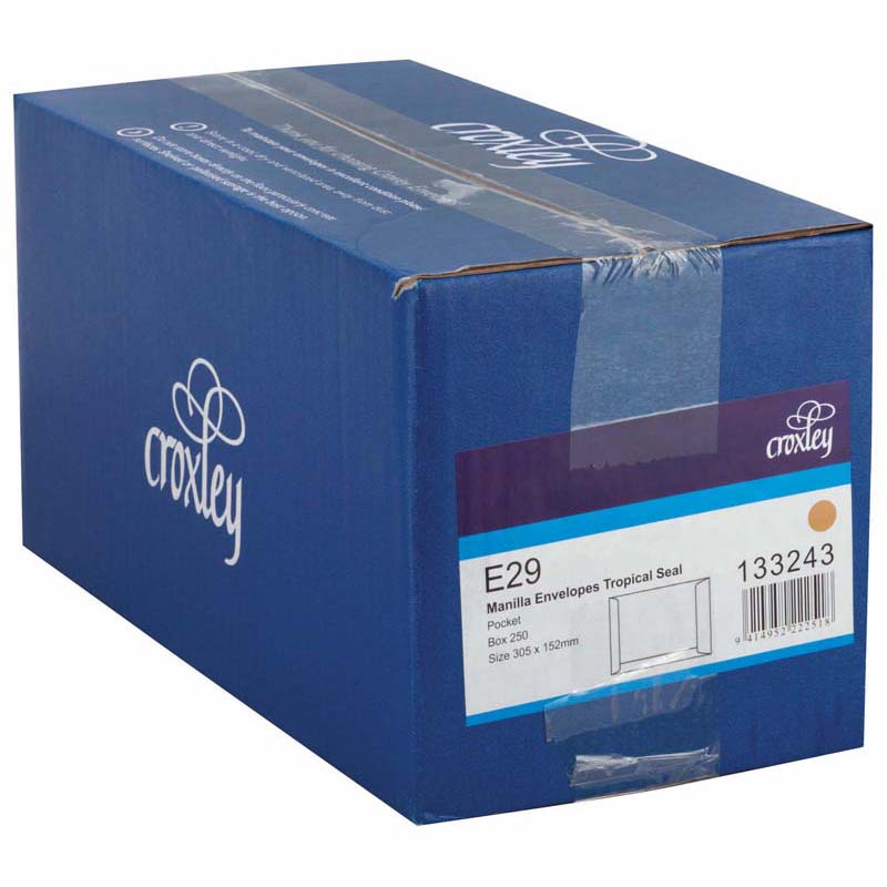 Croxley Envelope E29 Manilla Tropical Seal Pocket Box 250 – Cafe Supply