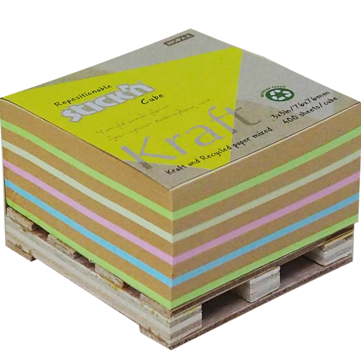Stick'n Note Cube 76x76mm 400 Sheets Kraft Neon Assorted – Cafe Supply