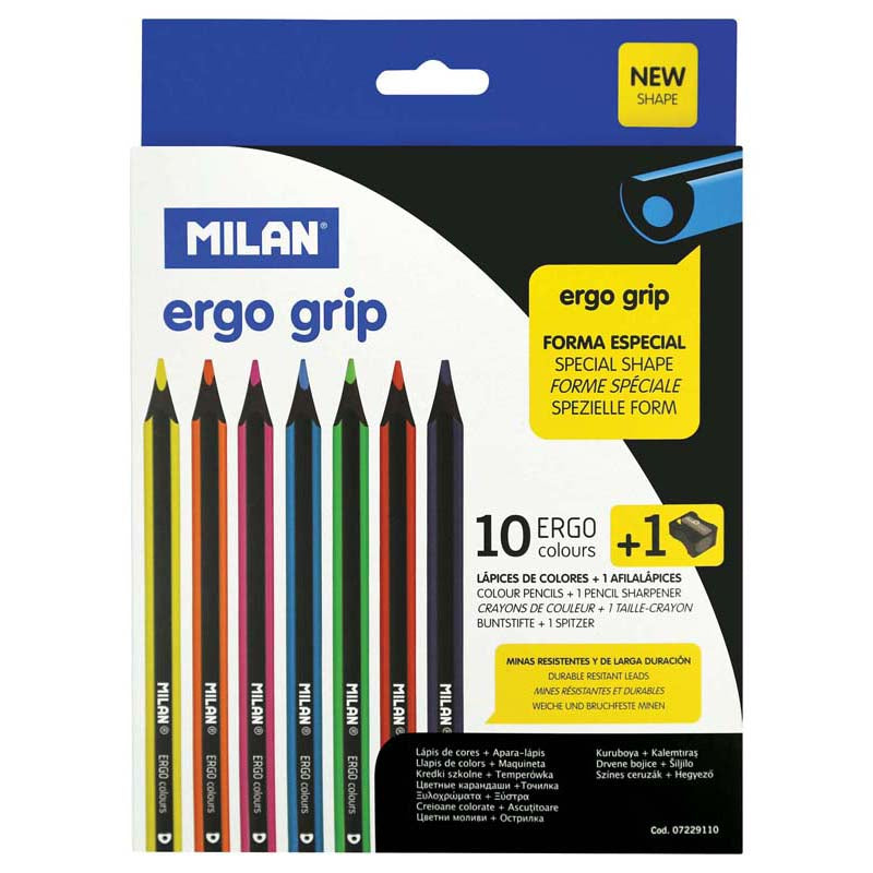 Milan Coloured Pencils Ergo Pack 10 Assorted Colours – Cafe Supply