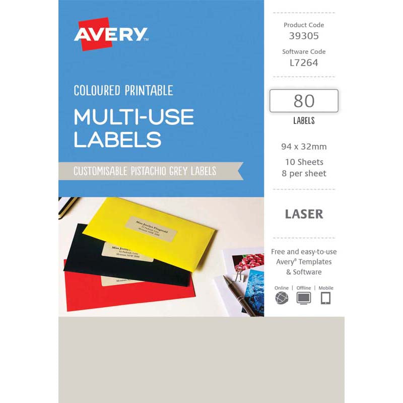 Avery Labels L7264 Pistachio 32x94 A5 8up 10 Sheets – Cafe Supply