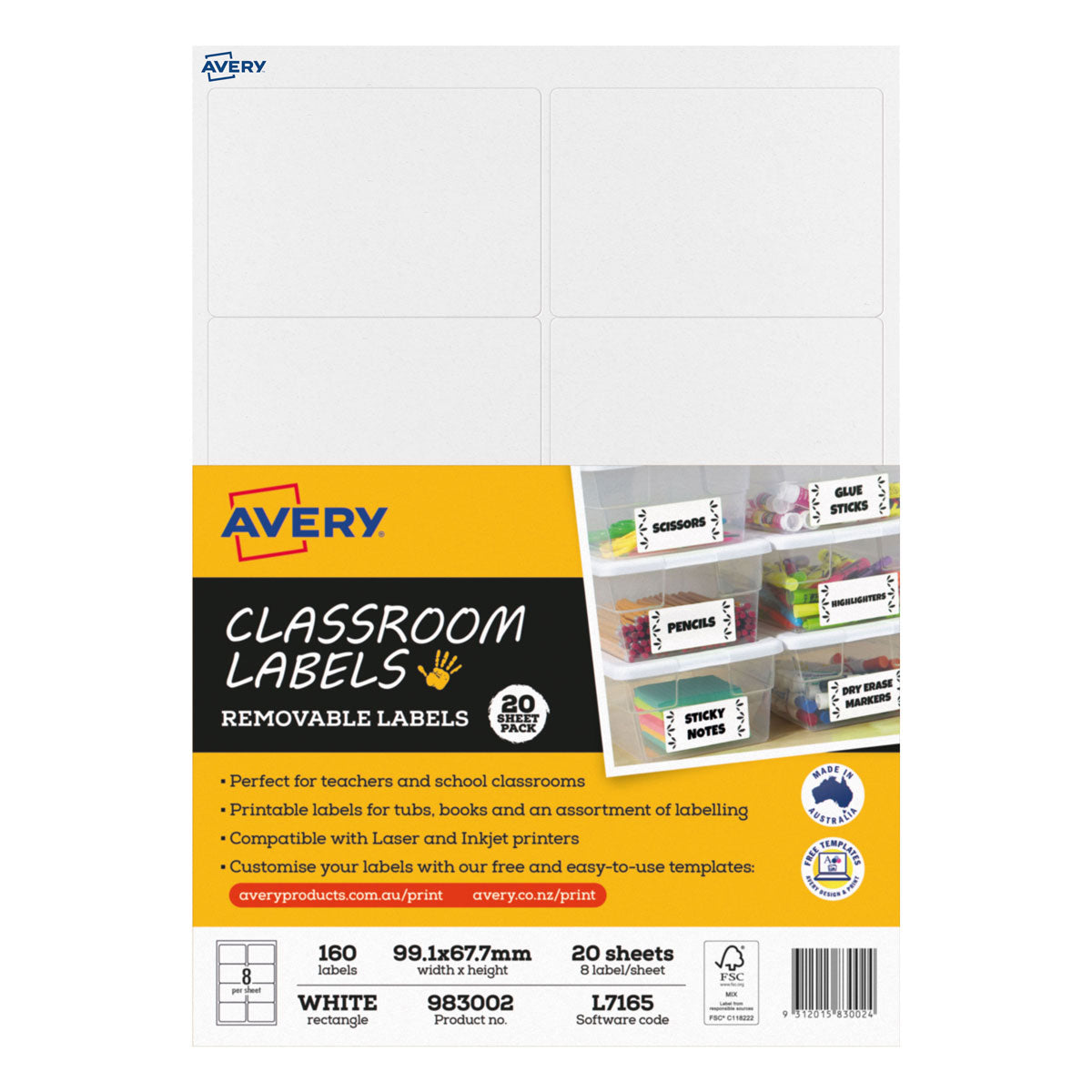 Avery Classroom Labels 8up 20 Sheets L7165 – Cafe Supply